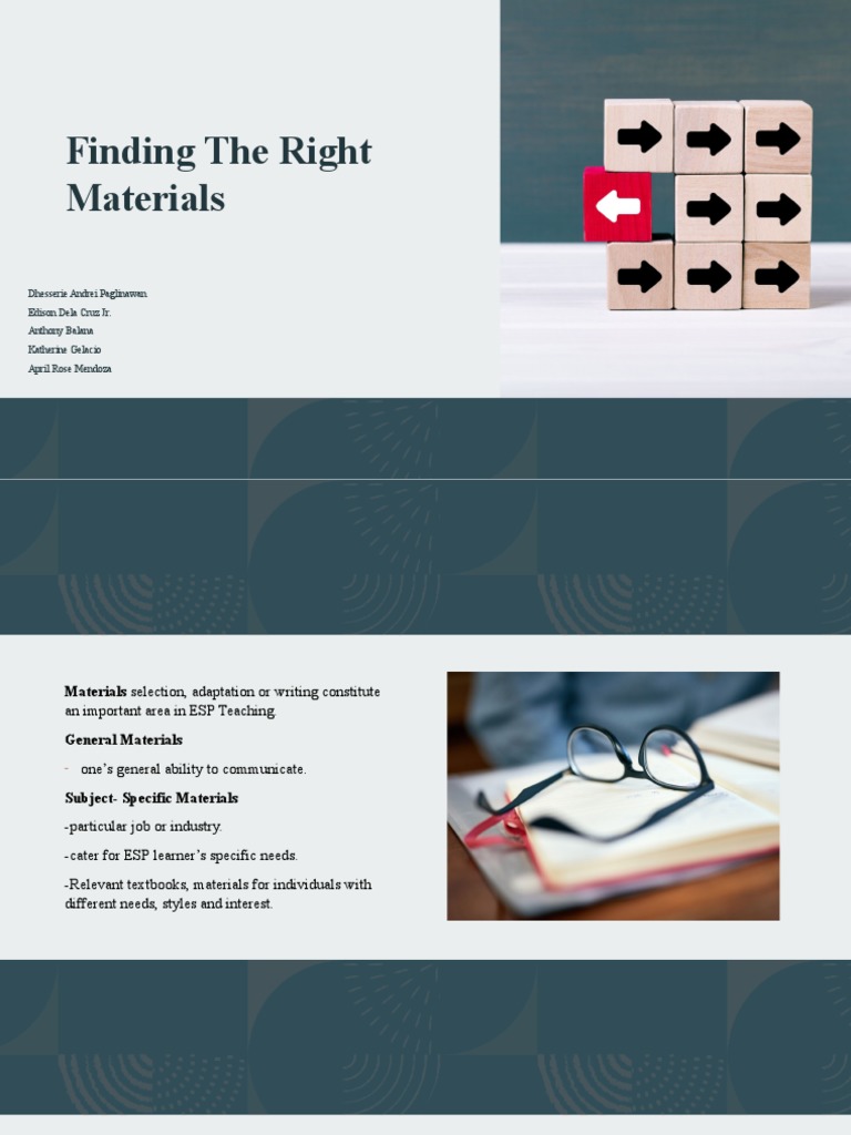 Finding The Right Materials ESP | PDF | Textbook | Education Theory