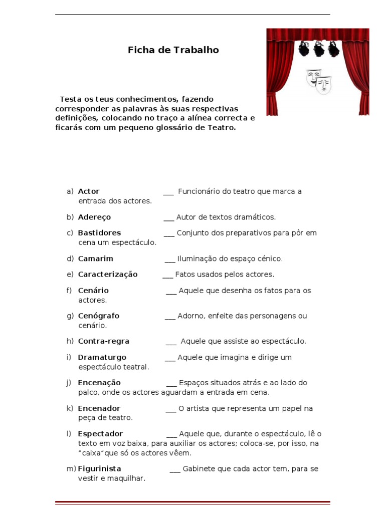 Ficha de Trabalho-texto dramático