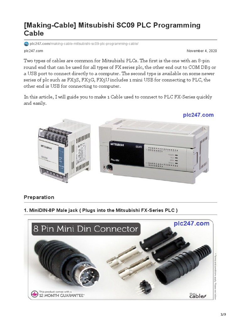 Making-Cable Mitsubishi SC09 PLC Programming Cable | PDF