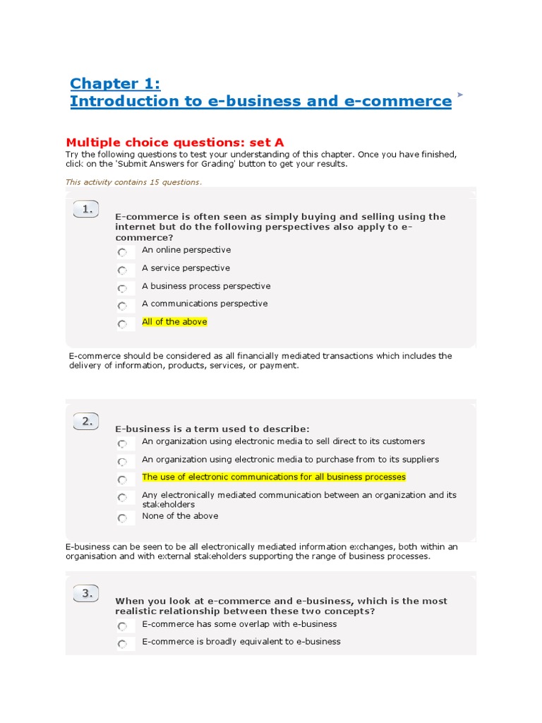 Chapter 1 Introduction To E-Business and E-Commerce | PDF | Electronic ...