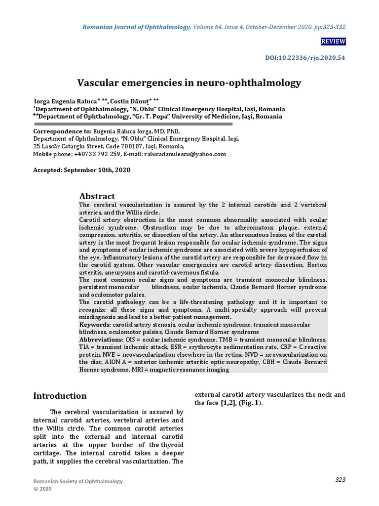 Vascular Emergencies in Neuro-Ophthalmology | PDF | Cardiovascular ...
