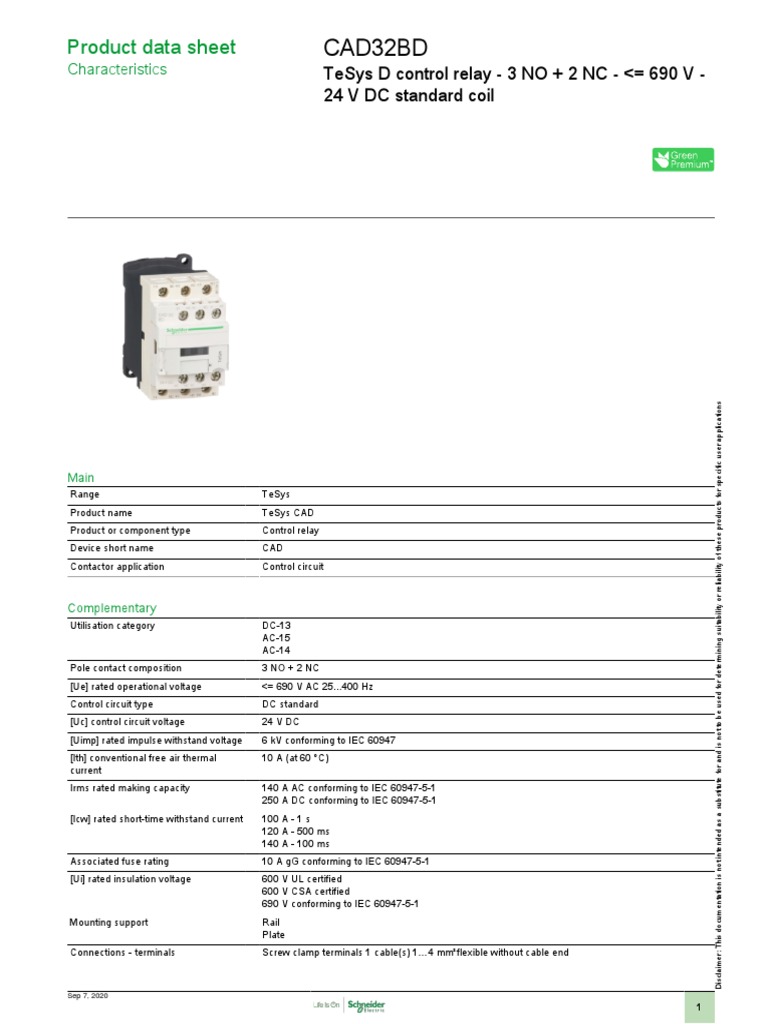 TeSys Control Relays - CAD32BD | PDF | Relay | Electrical Engineering