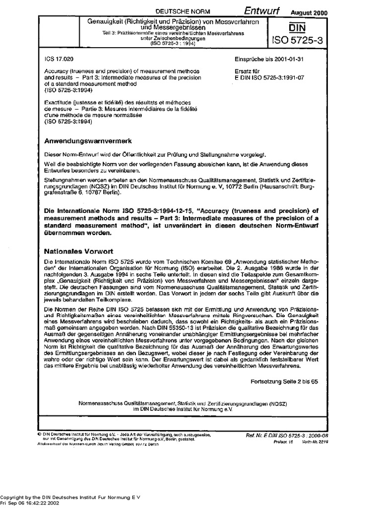Din Iso 5725 3 | PDF | Germany | World Politics