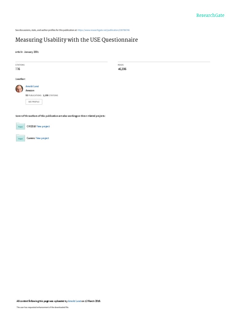 Measuring Us Ability With The Use Questionnaire | PDF | Usability ...