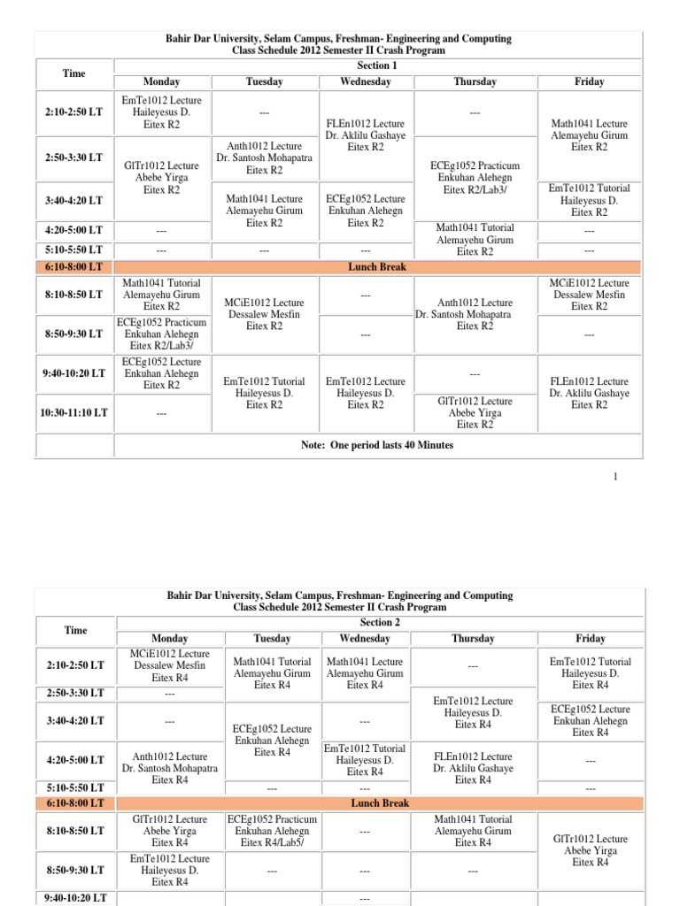 EITEX Class Schedule-Final | PDF | Academic Term | Academia