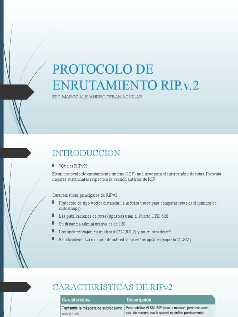 Protocolo de Enrutamiento Rip V2 | PDF | Comunicación por medio de ordenadores | Protocolos de ...