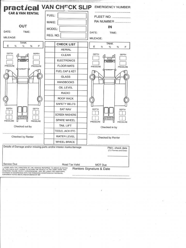 Blank Check Out Slip Van | PDF