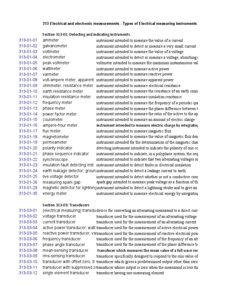 313 Electrical and Electronic Measurements - Types of Electrical ...