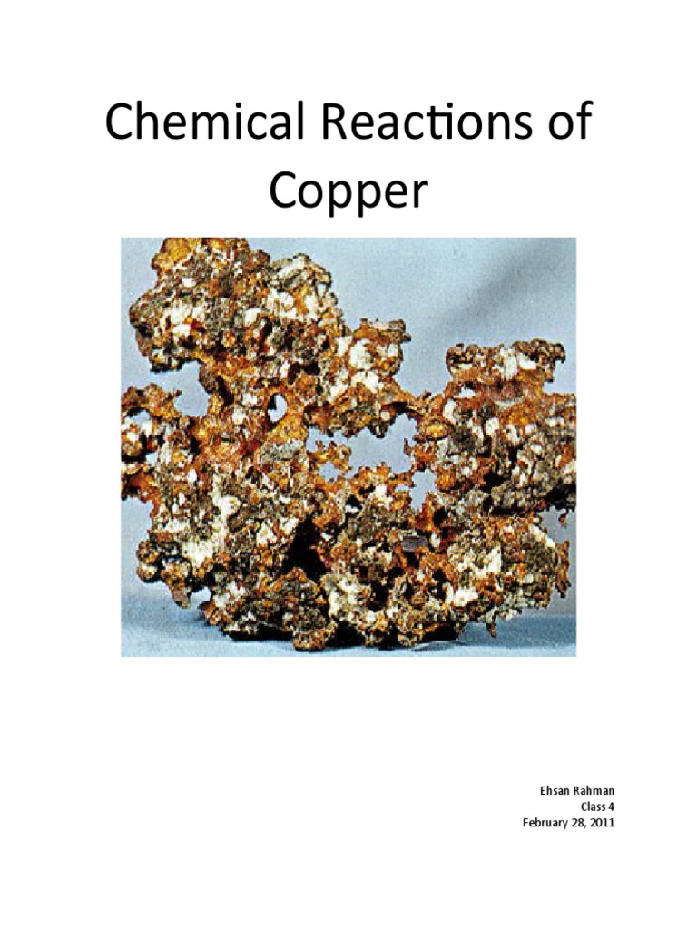 Chemical Reactions of Copper | PDF | Chemistry | Precipitation (Chemistry)