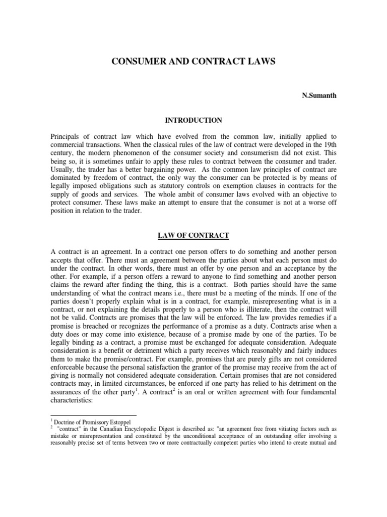 Consumer and Contract Laws | PDF | Offer And Acceptance | Contractual Term