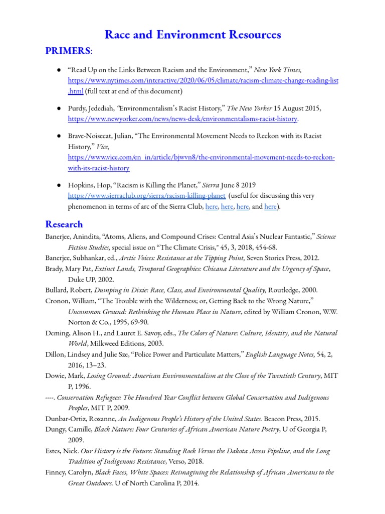 Race and Environment Resources | PDF | Racism | Discrimination & Race ...