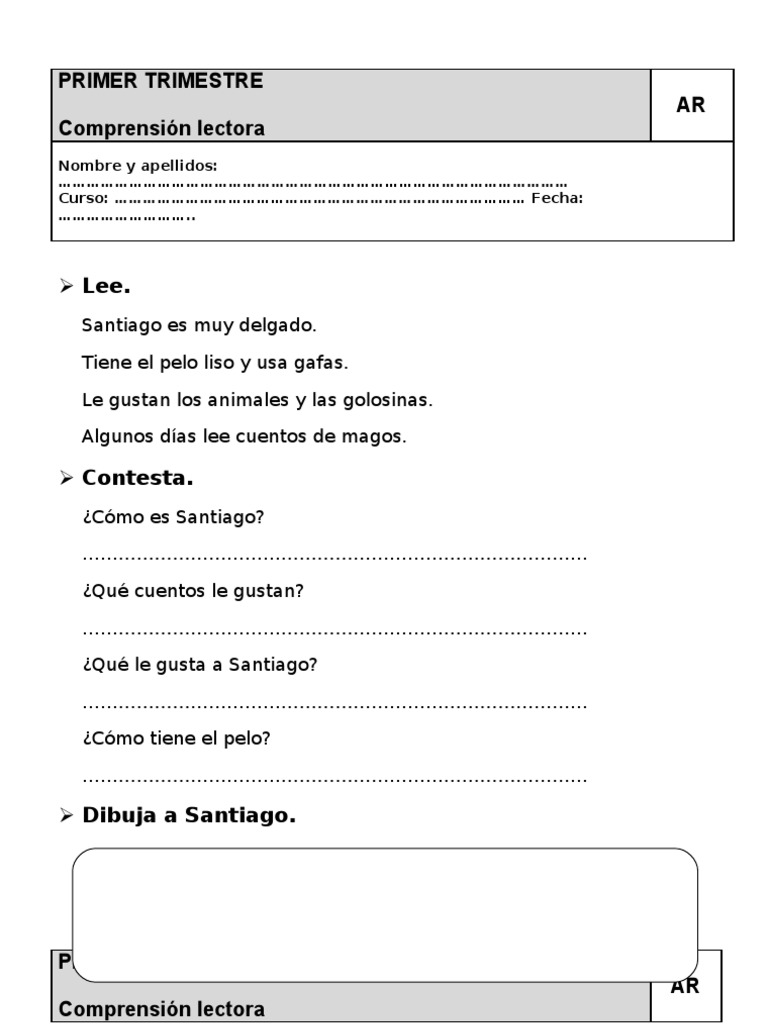 Comprensión Lectora 1º Ciclo | PDF