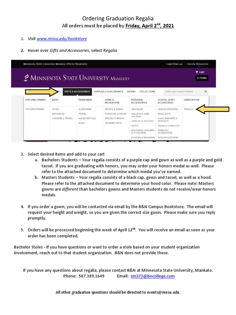 Ordering Graduation Regalia: All Orders Must Be Placed by Friday, April ...