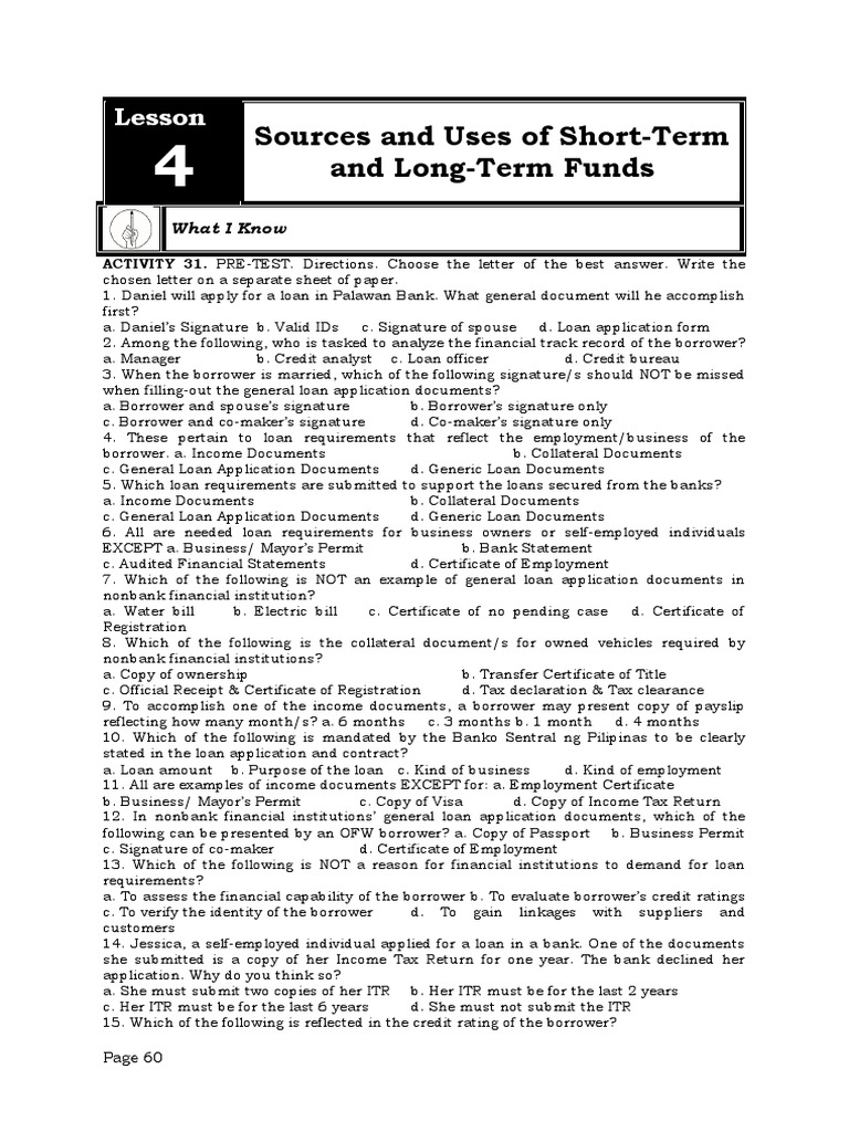 Sources and Uses of Short-Term and Long-Term Funds: Lesson | PDF | Debt ...