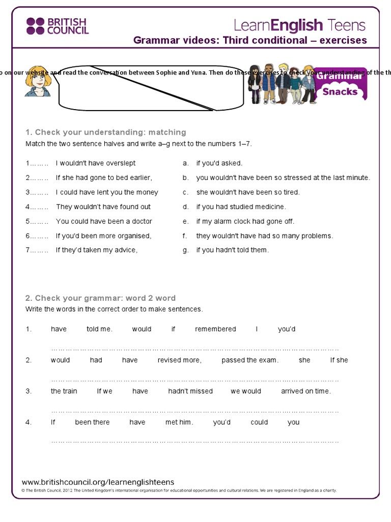 Grammar Videos: Third Conditional - Exercises: 1. Check Your ...