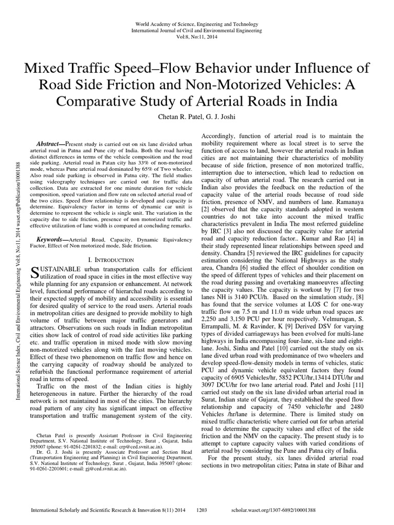 Urban Arterial Road Traffic Analysis | PDF | Traffic | Lane