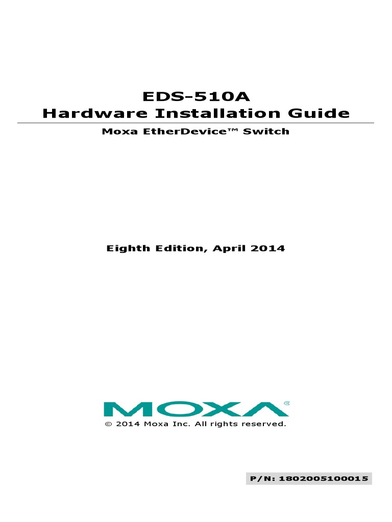 Eds-510A Hardware Installation Guide: Moxa Etherdevice™ Switch | PDF ...