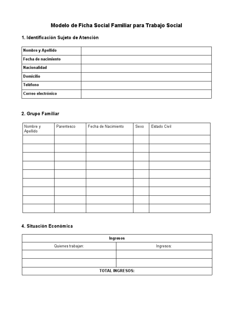 Modelo de Ficha Social Familiar | PDF