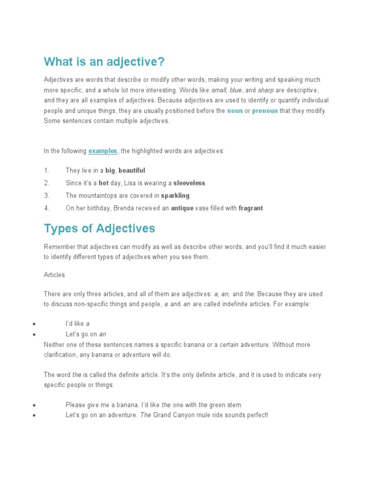What Is An Adjective | PDF | Adjective | Comma