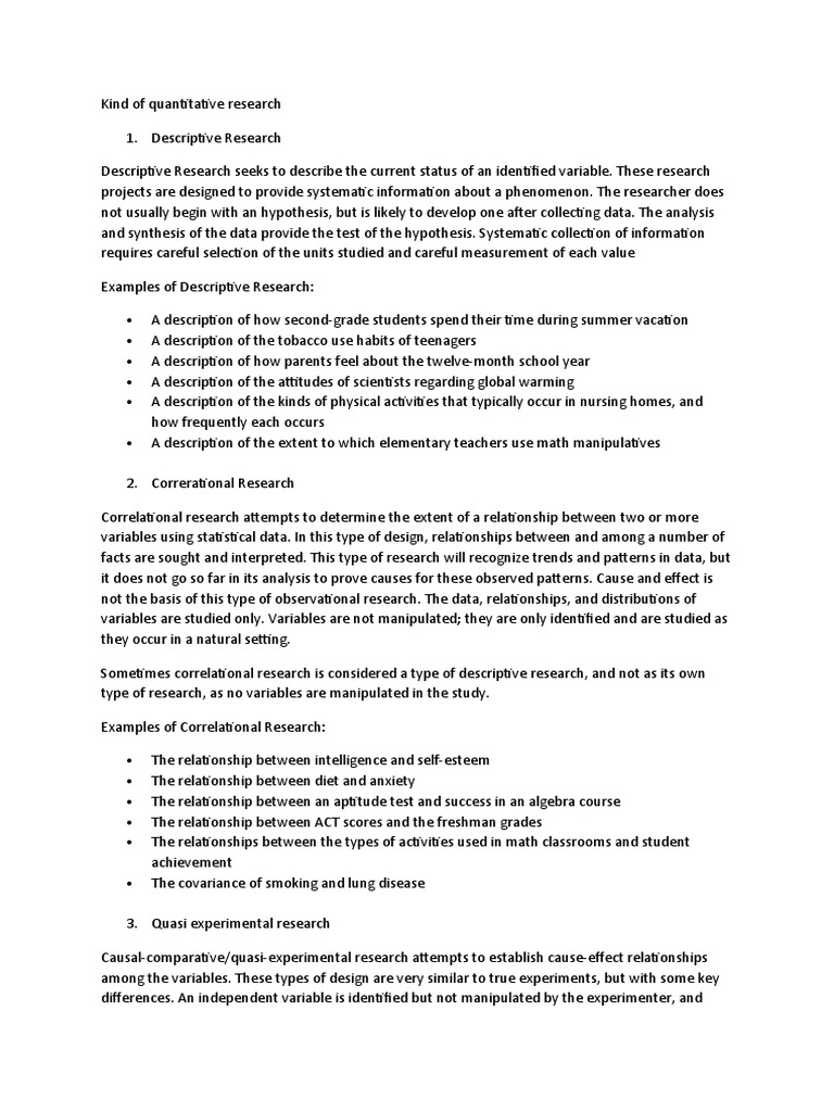 Types of Quantitative Research Explained | PDF | Experiment | Science