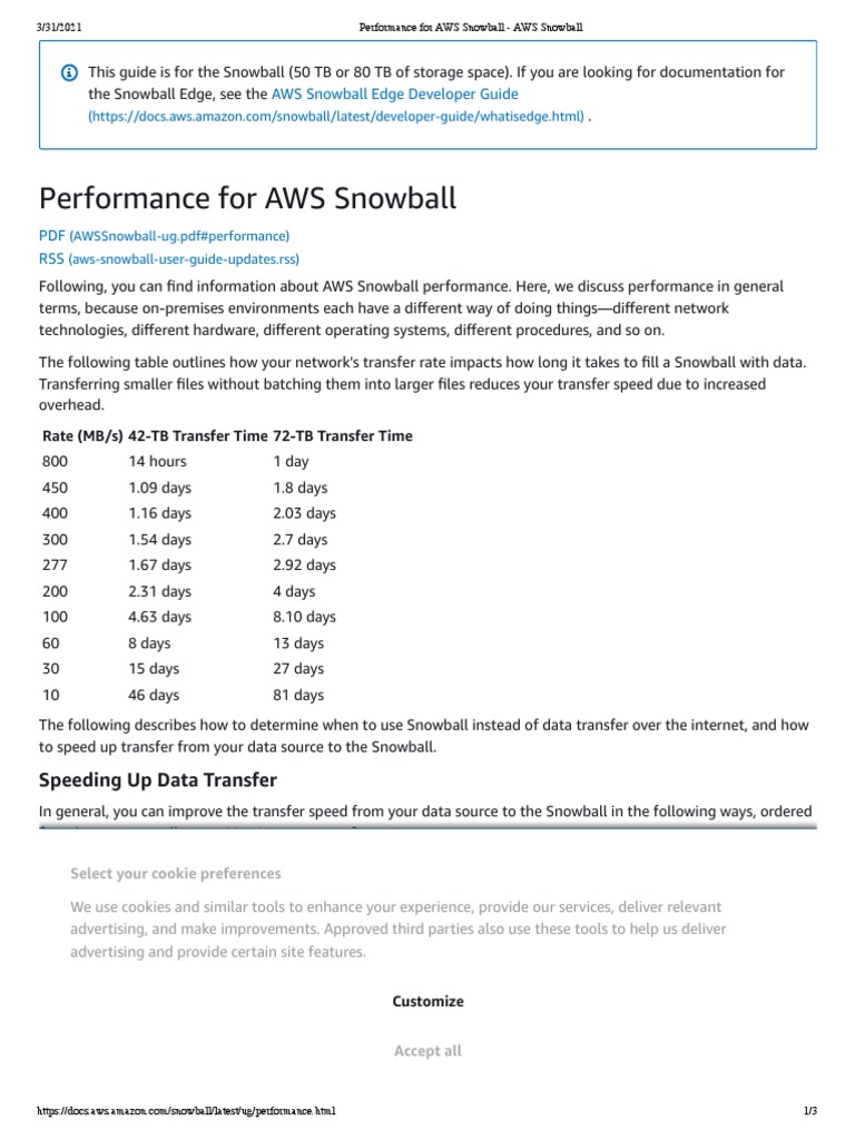 Performance For AWS Snowball - AWS Snowball | PDF | Http Cookie ...