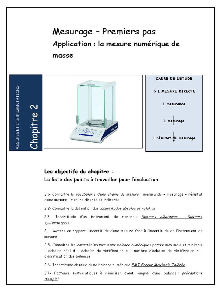 Introduction à la mesure numérique de masse | PDF | Erreur de mesure ...