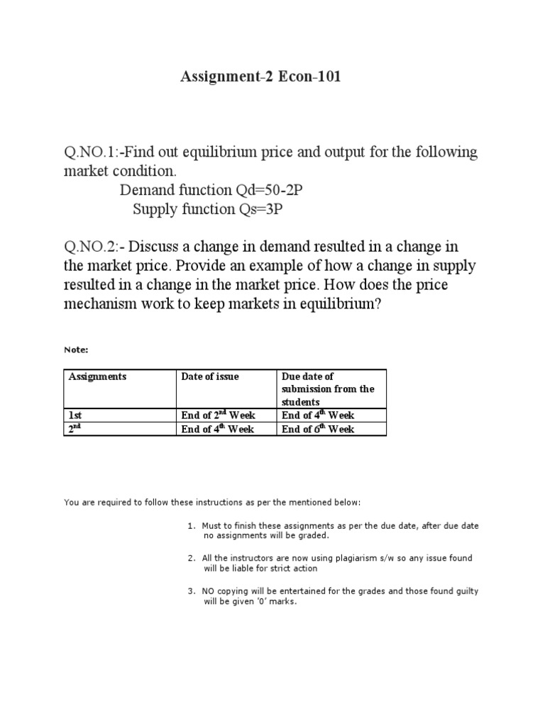 Assignment 2 Econ-101 | PDF