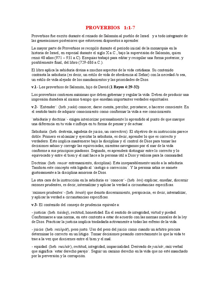 Proverbios 1 | Descargar gratis PDF | Libro de proverbios | Sabiduría