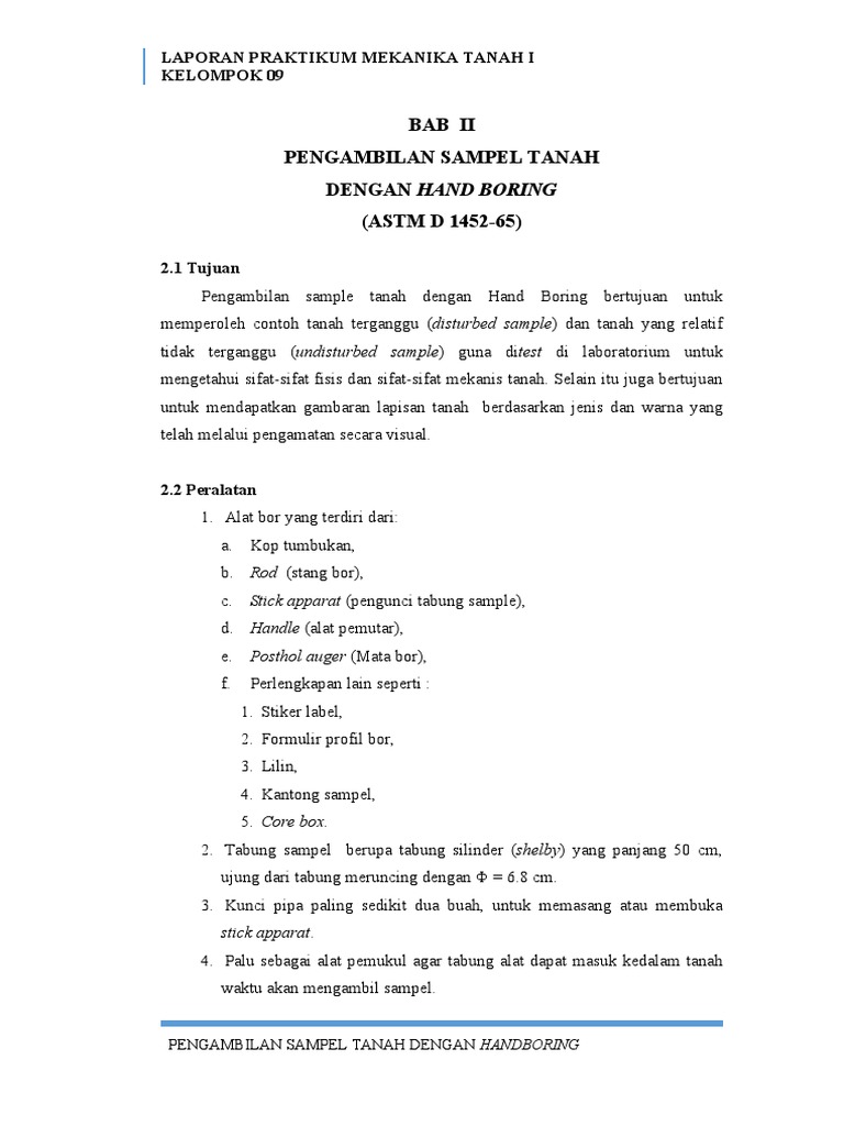 Pengambilan Sampel Tanah Hand Boring | PDF