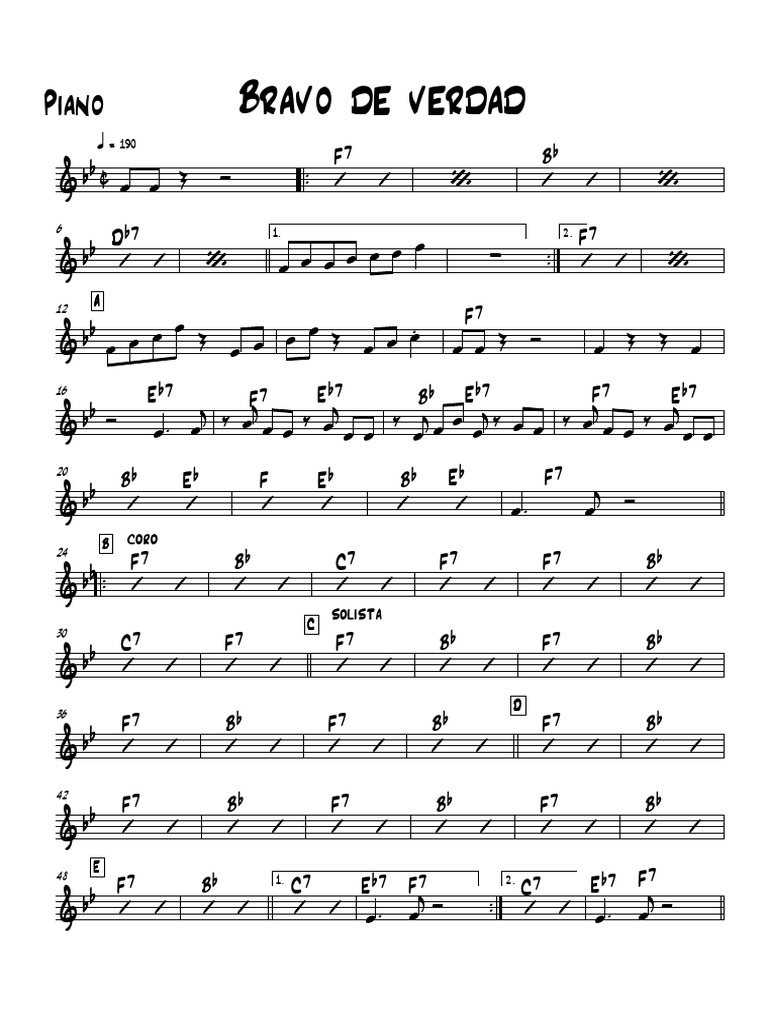 Bravo de Verdad Piano | PDF