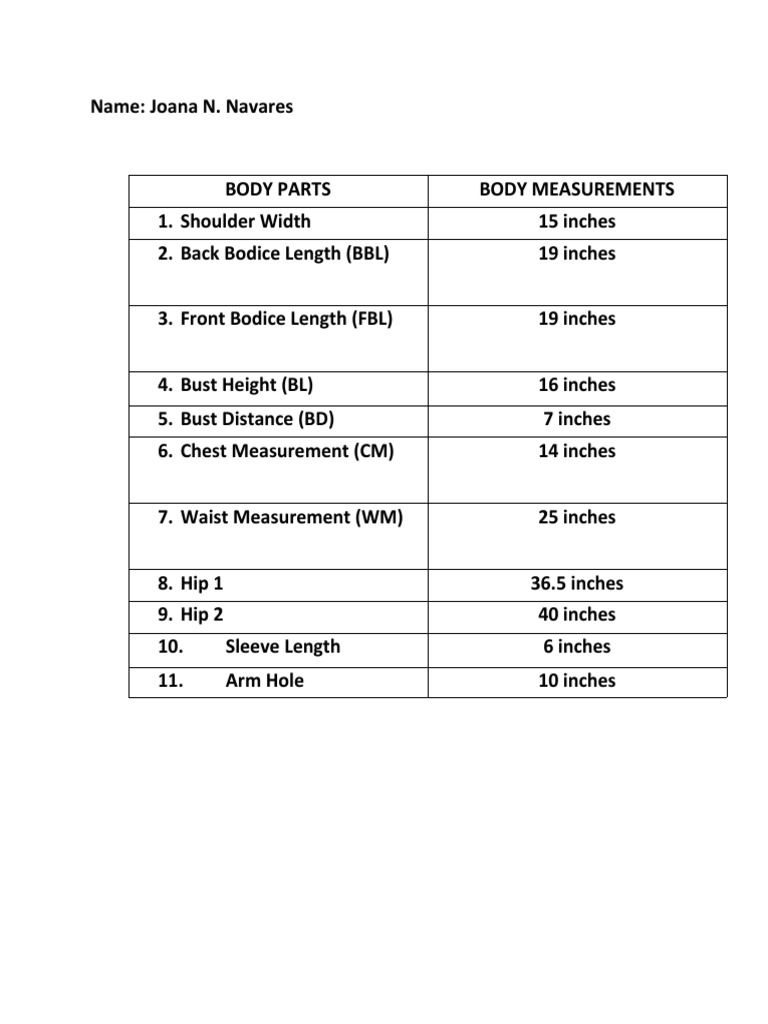 Body Measurement | PDF