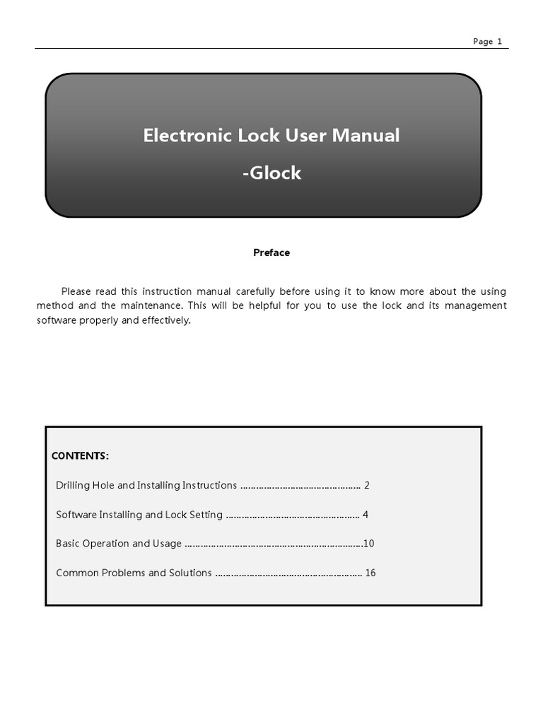 Electronic Lock User Manual - Glock: Preface | PDF | Backup | Information