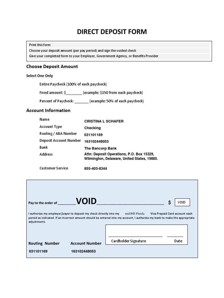 Direct Deposit Form | PDF