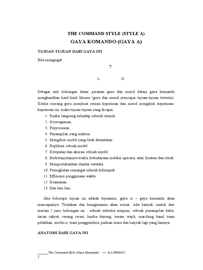 Bab 3 The Command Style (Style A) | PDF | Karier & Perkembangan