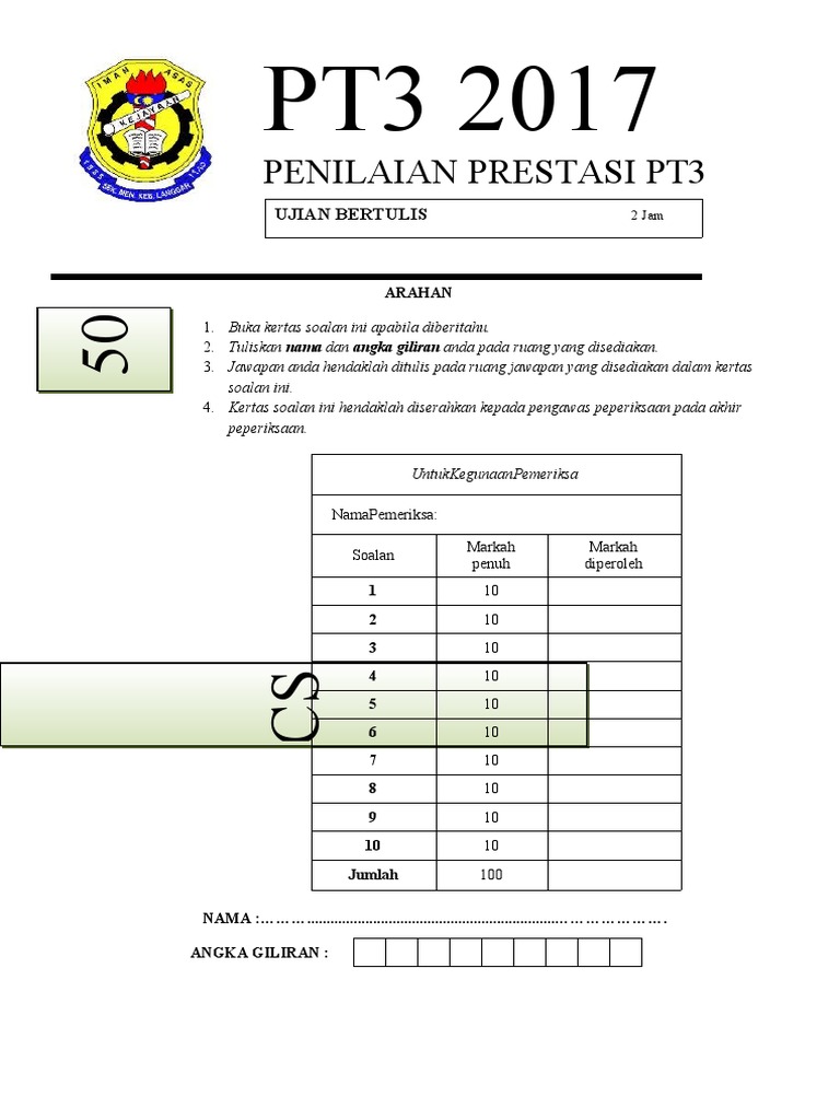 Modul Peperiksaan Pt3 2017 Set 1 | PDF