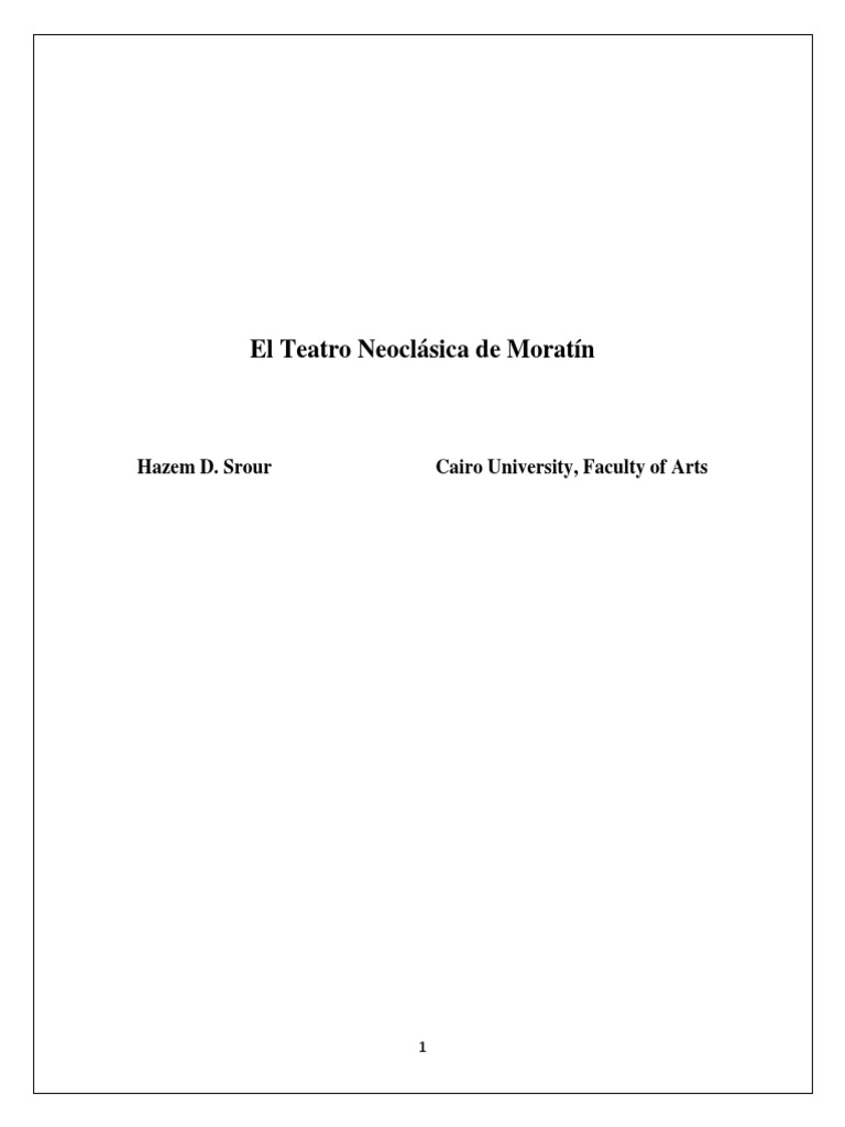 El Teatro Neoclásica de Moratín | PDF | Era de iluminacion | Teatro