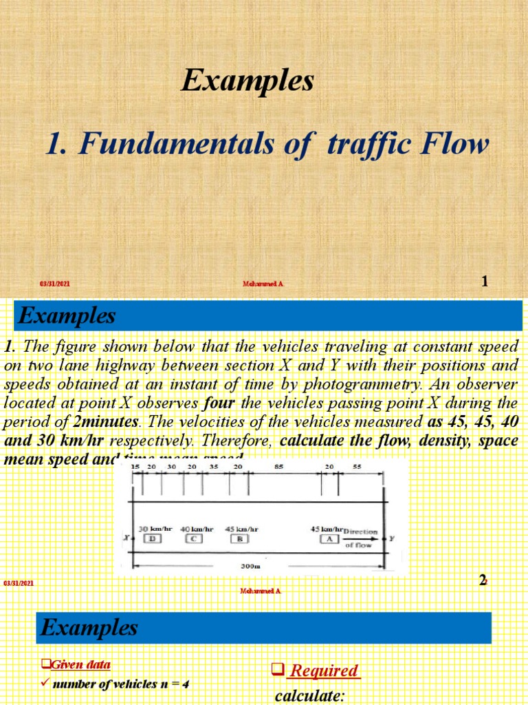 Examples: 1. Fundamentals of Traffic Flow | PDF | Speed | Regression ...