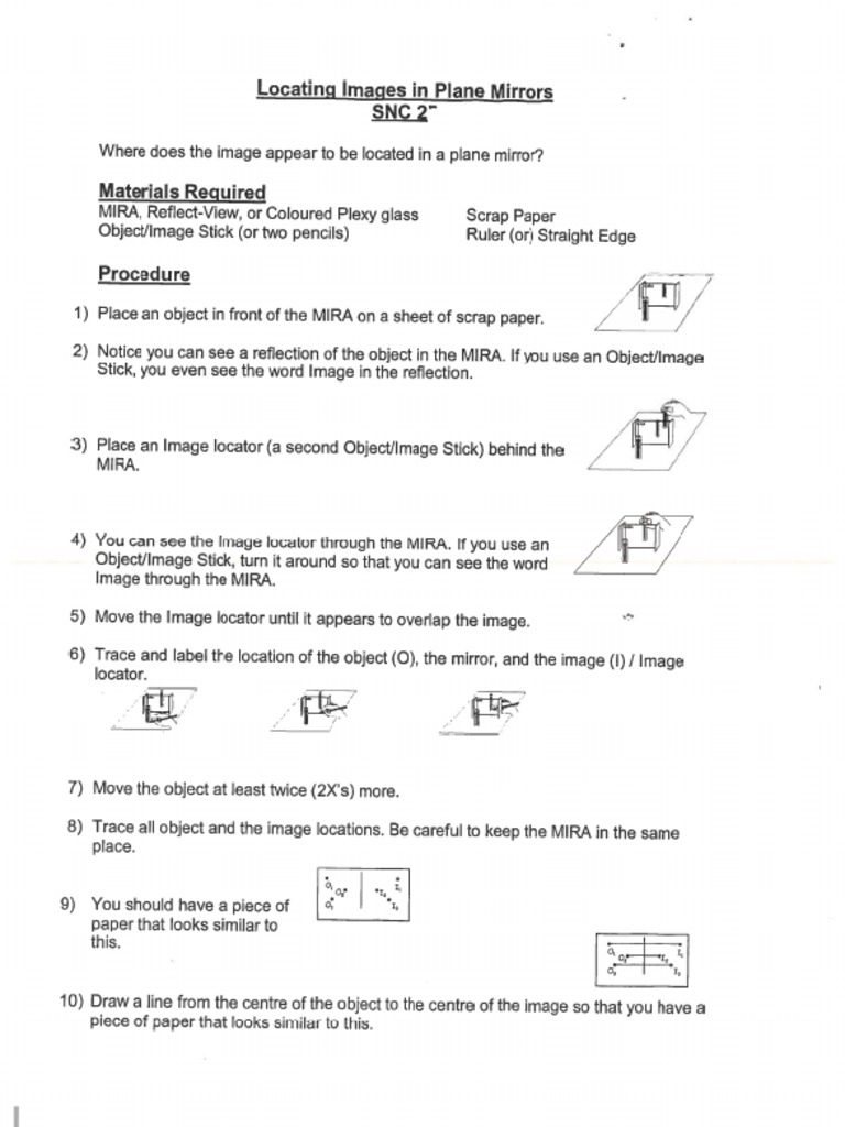 04 MIRA Lab Locating in Plane Mirrors | PDF
