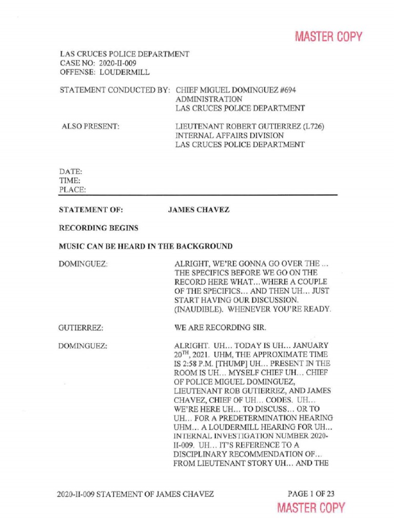 James Chavez - Interview and Memo | PDF