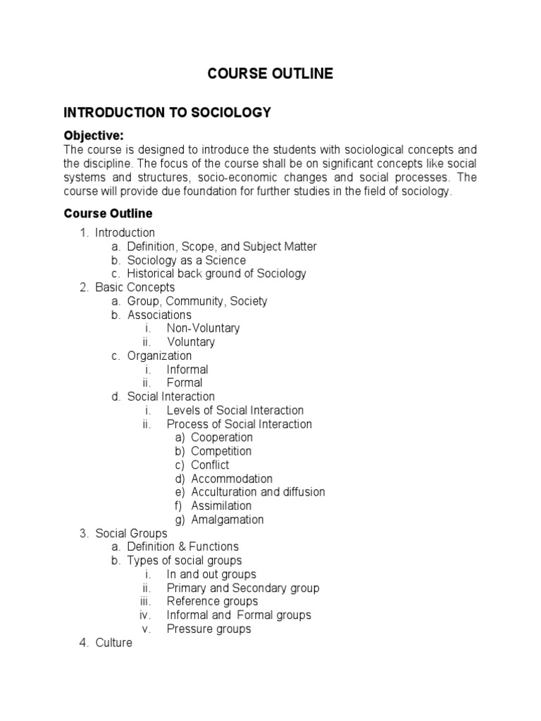 Course Outline of Soc HEC | PDF | Socialization | Social Group
