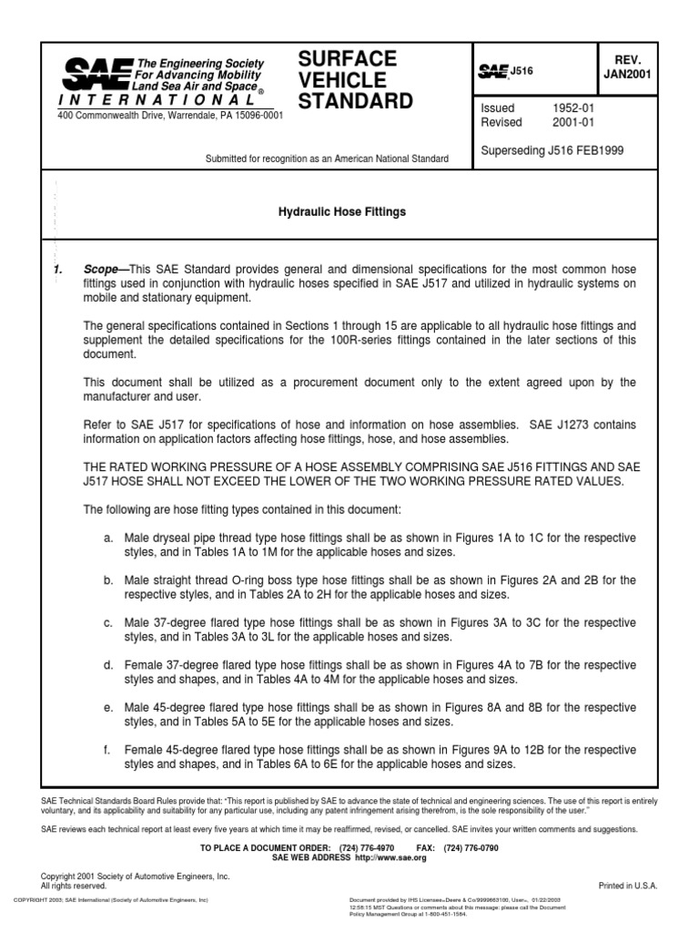 Sae J516 | PDF | Pipe (Fluid Conveyance) | Mechanical Engineering