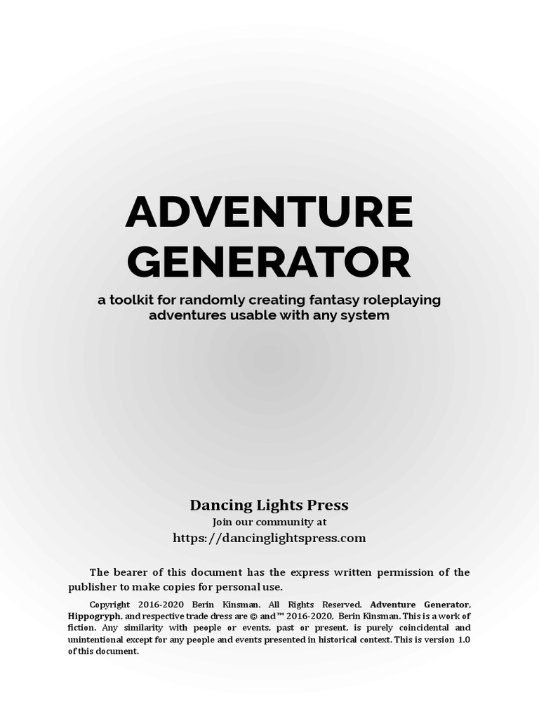 DLP9104 Adventure Generator | PDF | Quest