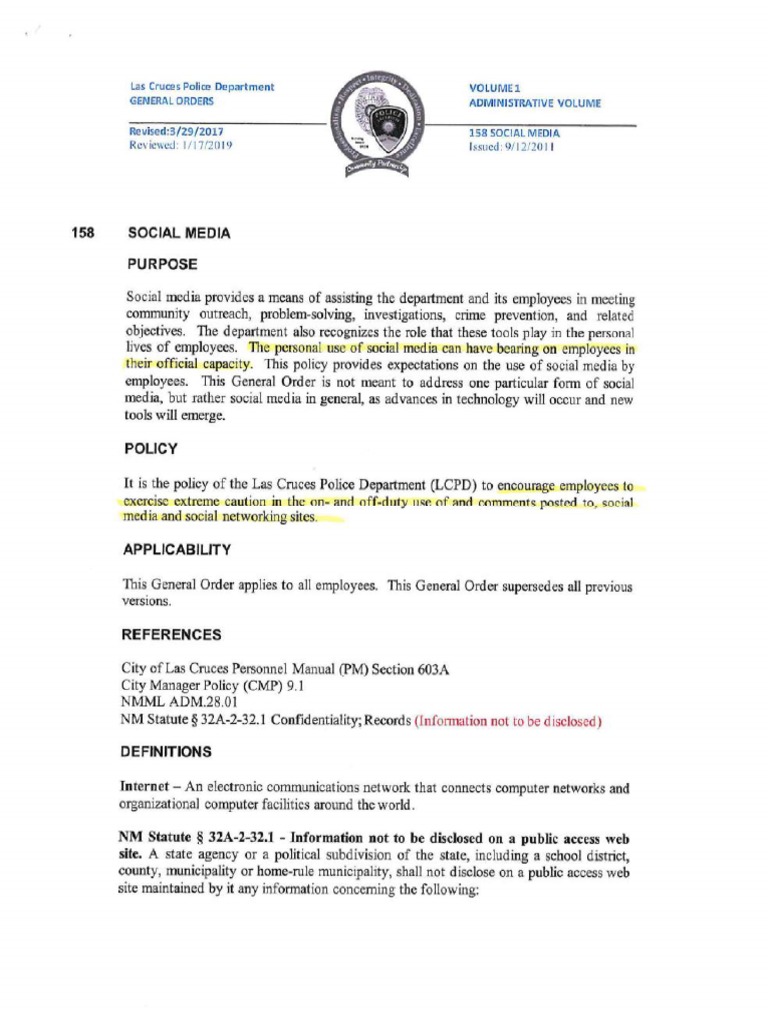 LCPD Social Media Policy | PDF