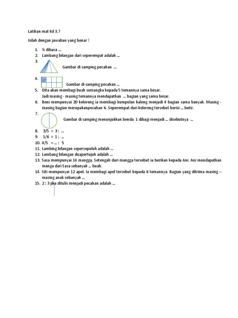 Latihan Mat KD 3.7 | PDF