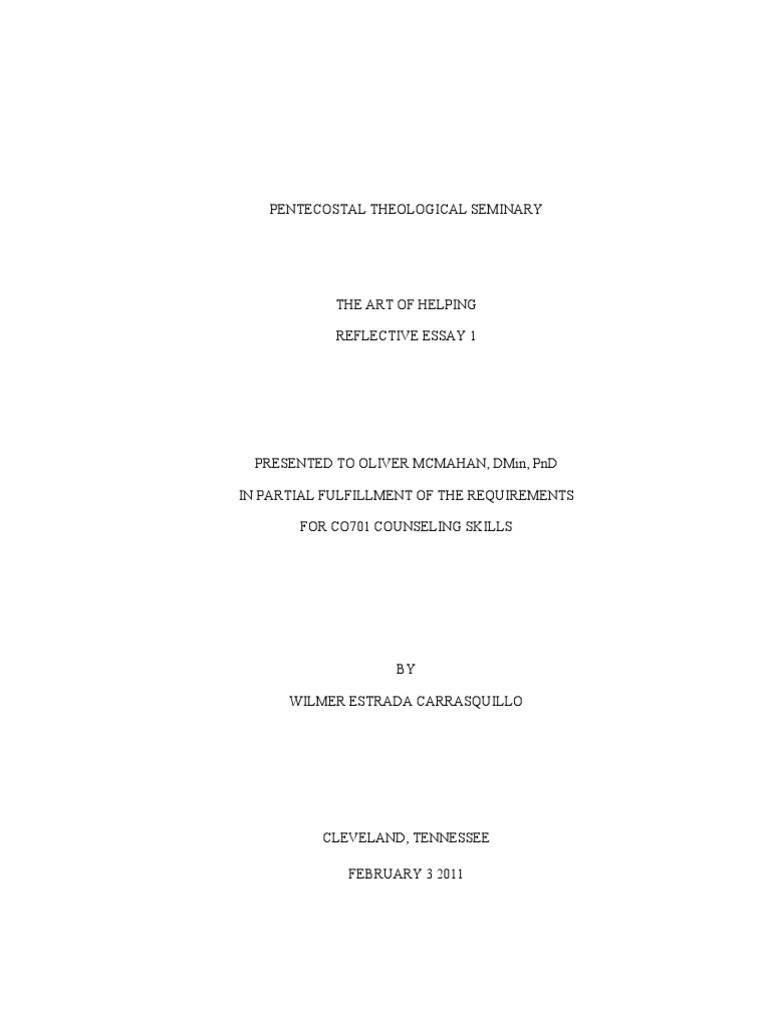 Reflective Essay - Personalize Area - Carkhuff Method | PDF | David ...