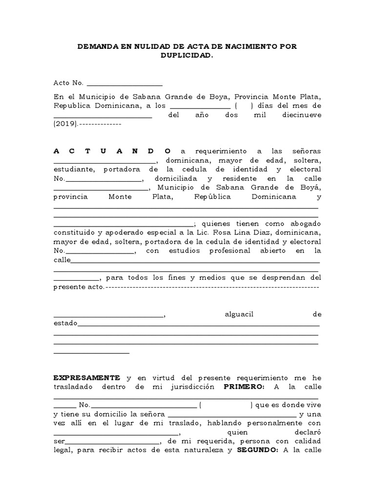 Modelo De Acta De Nacimiento Legal Certificado De Nacimiento Plantilla