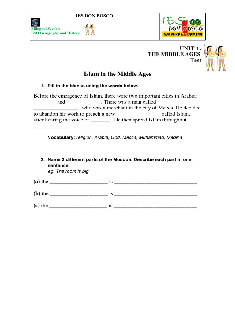 Middle Ages: Islam Test for ESO Students | PDF