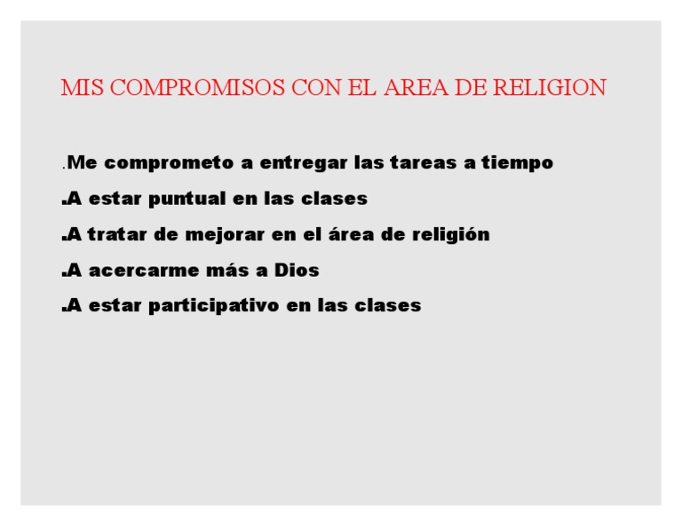 Mis Compromisos Con El Area de Religion | PDF