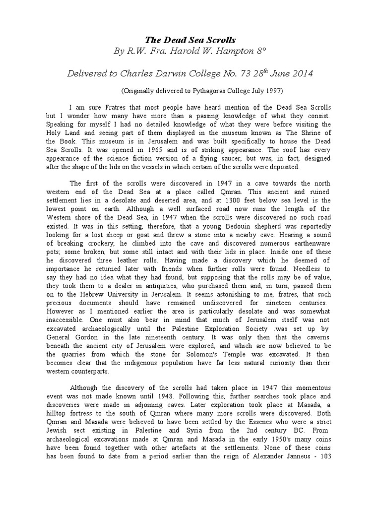 The Dead Sea Scrolls | PDF | Dead Sea Scrolls | Bible