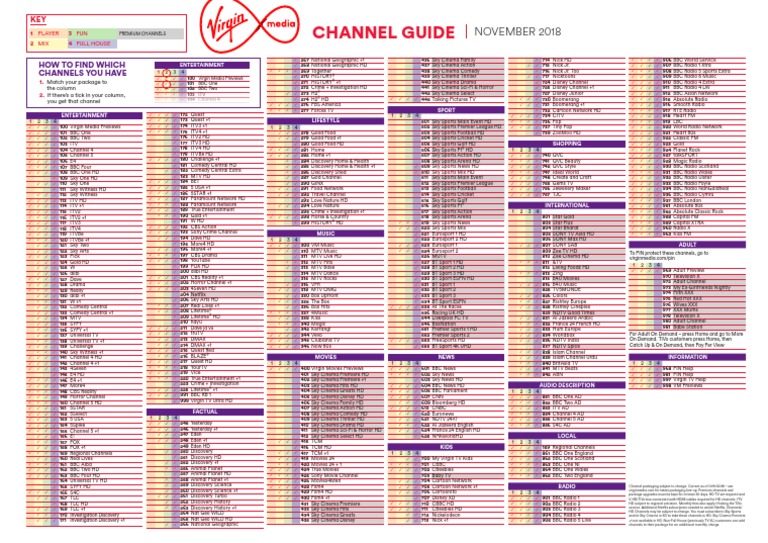 VirginChannelGuide Nov2018v2 | PDF | Television | Broadcasting